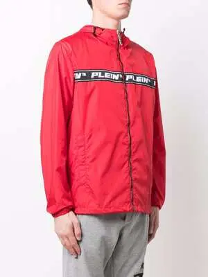 Philipp Plein Logo-tape Hooded Windbreaker - Red