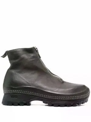 Guidi Zipped Leather Ankle Boots - Green