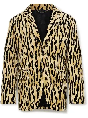Wacko Maria Unstructured Leopard-Print Cotton-Corduroy Suit Jacket