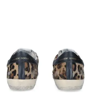 GOLDEN GOOSE Leather Leopard Print Super-star Sneakers - Brown