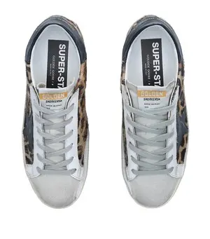 GOLDEN GOOSE Leather Leopard Print Super-star Sneakers - Brown
