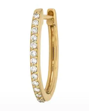 THREE STORIES JEWELRY 14k Yellow Gold And Diamond Oval Hoop Earring - One-color