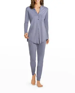 Hanro Pure Essence Two-piece Pajama Set Blue Granite