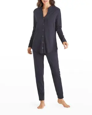 Hanro Pure Essence Two-piece Pajama Set Blueberry