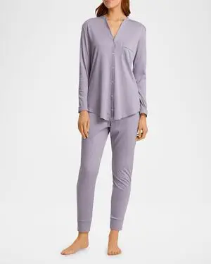 Hanro Pure Essence Two-piece Pajama Set Lavender Aura