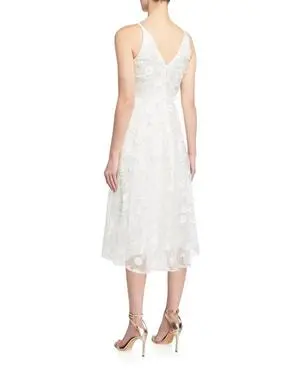 Dress The Population Elisa Beaded Midi Fit-&-flare Dress