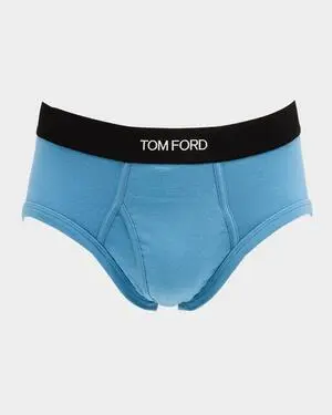 TOM FORD Apos;s Jacquard Logo Cotton Briefs - Blue