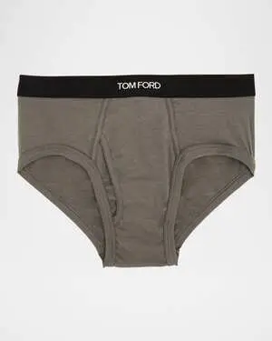 TOM FORD Men & Apos;s Jacquard Logo Cotton Briefs Dkgray