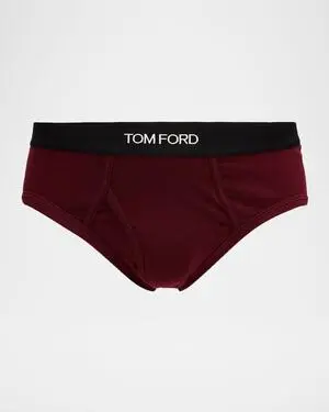 TOM FORD Men & Apos;s Jacquard Logo Cotton Briefs Dkpurp