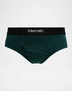 TOM FORD Men & Apos;s Jacquard Logo Cotton Briefs Emrld
