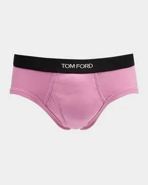 TOM FORD Men & Apos;s Jacquard Logo Cotton Briefs Iris