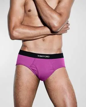 TOM FORD Men & Apos;s Jacquard Logo Cotton Briefs Magenta