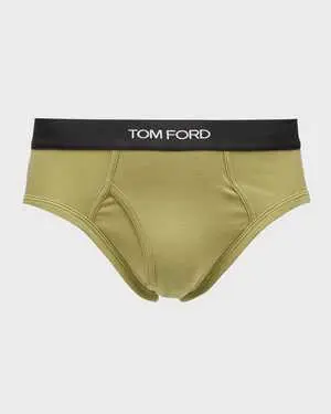 TOM FORD Men & Apos;s Jacquard Logo Cotton Briefs Matcha