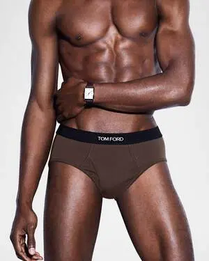 TOM FORD Men & Apos;s Jacquard Logo Cotton Briefs Nude