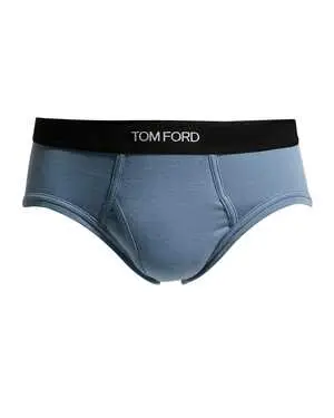 TOM FORD Men & Apos;s Jacquard Logo Cotton Briefs Steel Bl