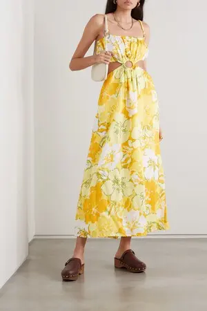 Faithfull The Brand El Rio Floral-print Linen Maxi Dress - Yellow