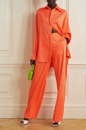 Christopher John Rogers Wide-leg Twill Pants