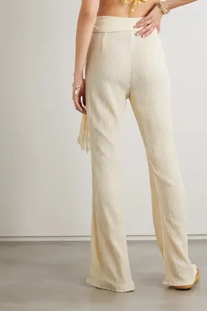 Savannah Morrow Vea Crinkled Silk And Bamboo-blend Pants