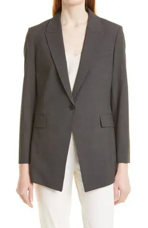 Theory Etiennette B Good Wool Suit Jacket Charcoal