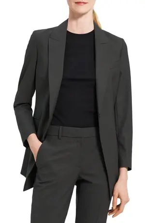 Theory Etiennette B Good Wool Suit Jacket Deep Green - F9y