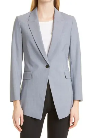 Theory Etiennette B Good Wool Suit Jacket Indigo