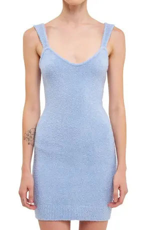 Endless Rose Sleeveless Knit Mini Dress - Blue