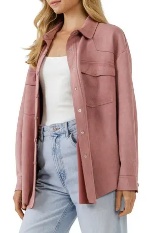 Endless Rose Faux Suede Shacket - Pink