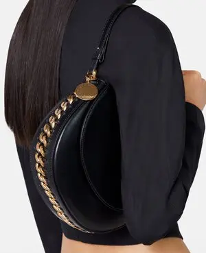 Stella McCartney Frayme Medium Flap Shoulder Bag - Black