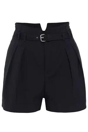 Red Valentino Belted Stretchcrepe Shorts - Black