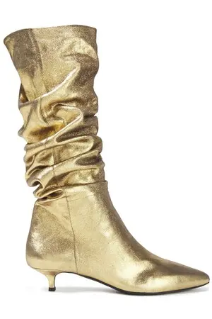 Zimmermann Gathered Metallic Leather Boots