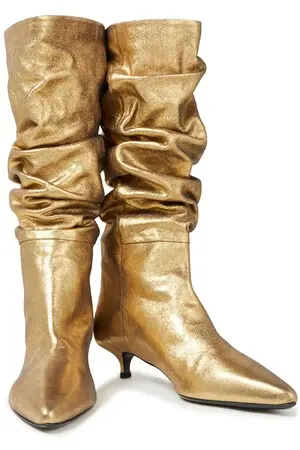 Zimmermann Gathered Metallic Leather Boots