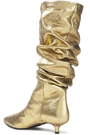 Zimmermann Gathered Metallic Leather Boots