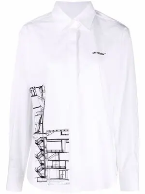 Off-White Graphic-print Long-sleeve Shirt - White