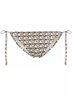 Tory Burch Abstract-print Side-tie Bikini Bottom - Neutrals