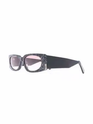 Gcds Marble-effect Rectangular Sunglasses - Black