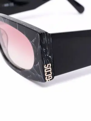Gcds Marble-effect Rectangular Sunglasses - Black