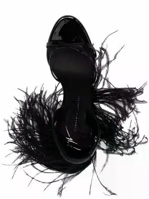 GIUSEPPE ZANOTTI Feather-detail 110mm Heeled Sandals