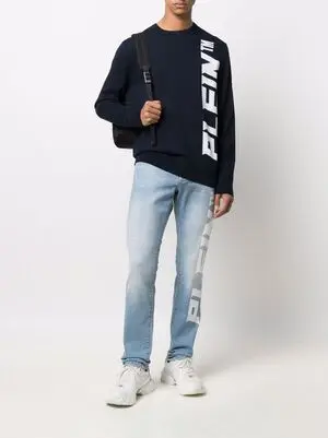 Philipp Plein Logo-print Wool Sweater - Blue