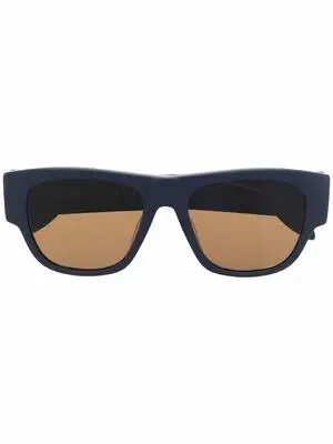 Alexander McQueen Logo Lettering Square Frame Sunglasses - Blue