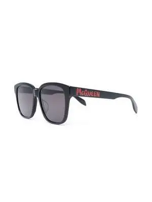 Alexander McQueen Graffiti Logo Square Frame Sunglasses