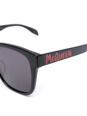 Alexander McQueen Graffiti Logo Square Frame Sunglasses