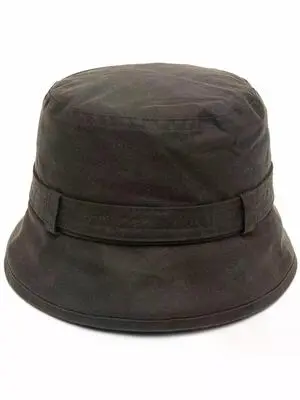 Barbour Buckle-detail Waxed Bucket Hat - Green