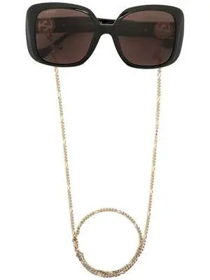GUCCI Square-frame Chain Sunglasses