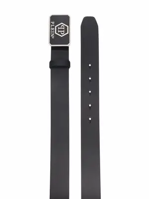 Philipp Plein Hexagon Logo Leather Belt
