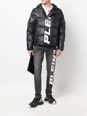 Philipp Plein Logo-print Hooded Padded Jacket - Black