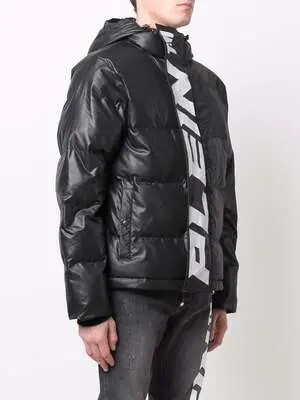 Philipp Plein Logo-print Hooded Padded Jacket - Black