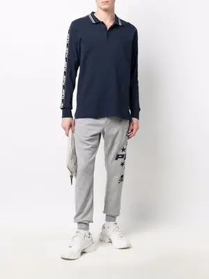 Philipp Plein Logo Embroidered Polo Shirt - Blue