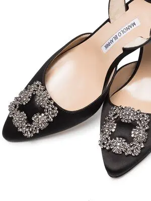 Manolo Blahnik 70mm Hangisi Satin Slingback Pumps