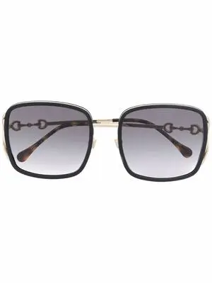 Gucci Horsebit Square-frame Sunglasses - Black