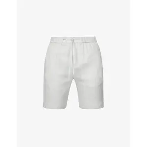Frescobol Carioca High-rise Linen-cotton Blend Shorts - Light Melange Grey